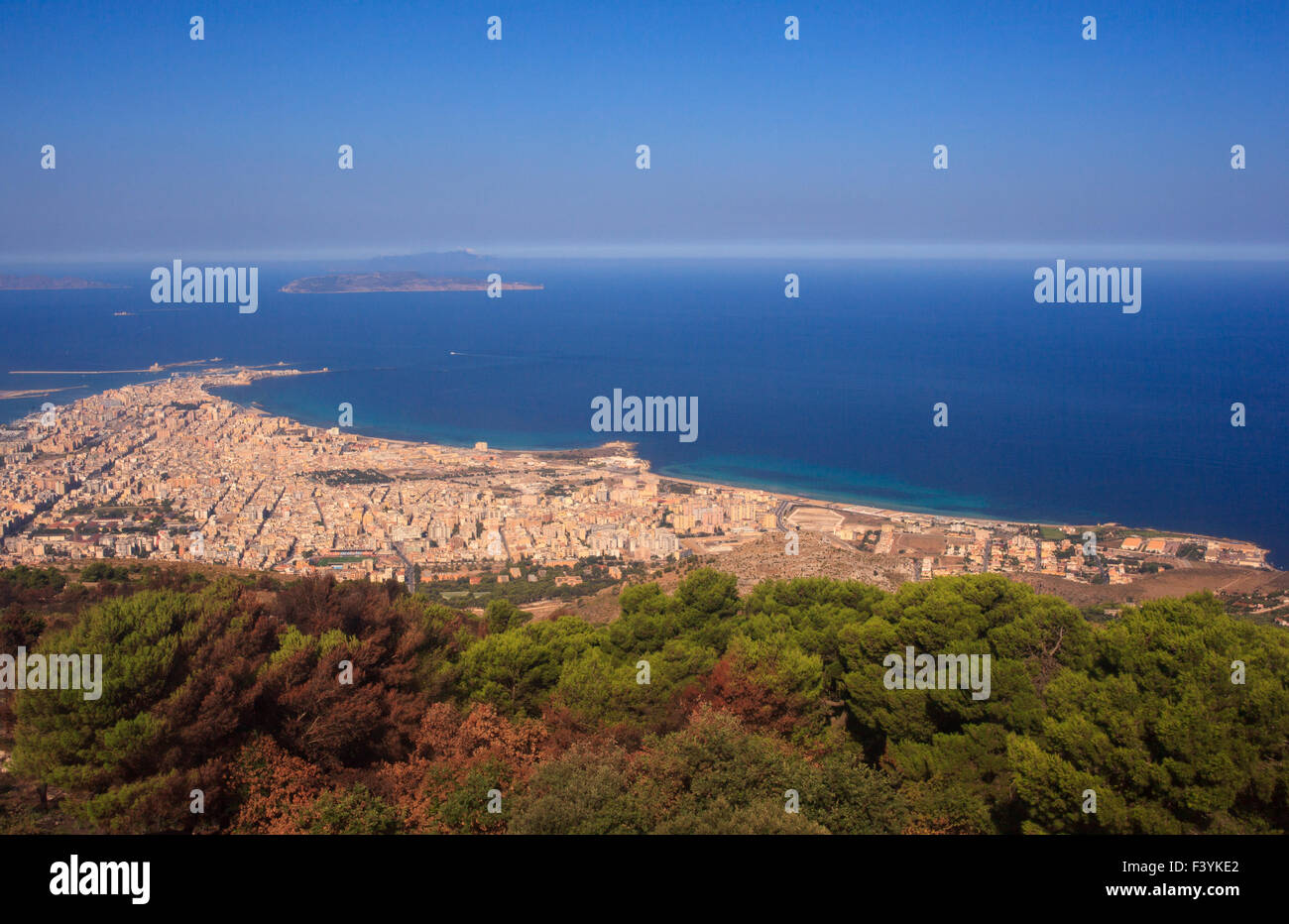 View of Trapani and sea from Erice Stock Photo - Alamy