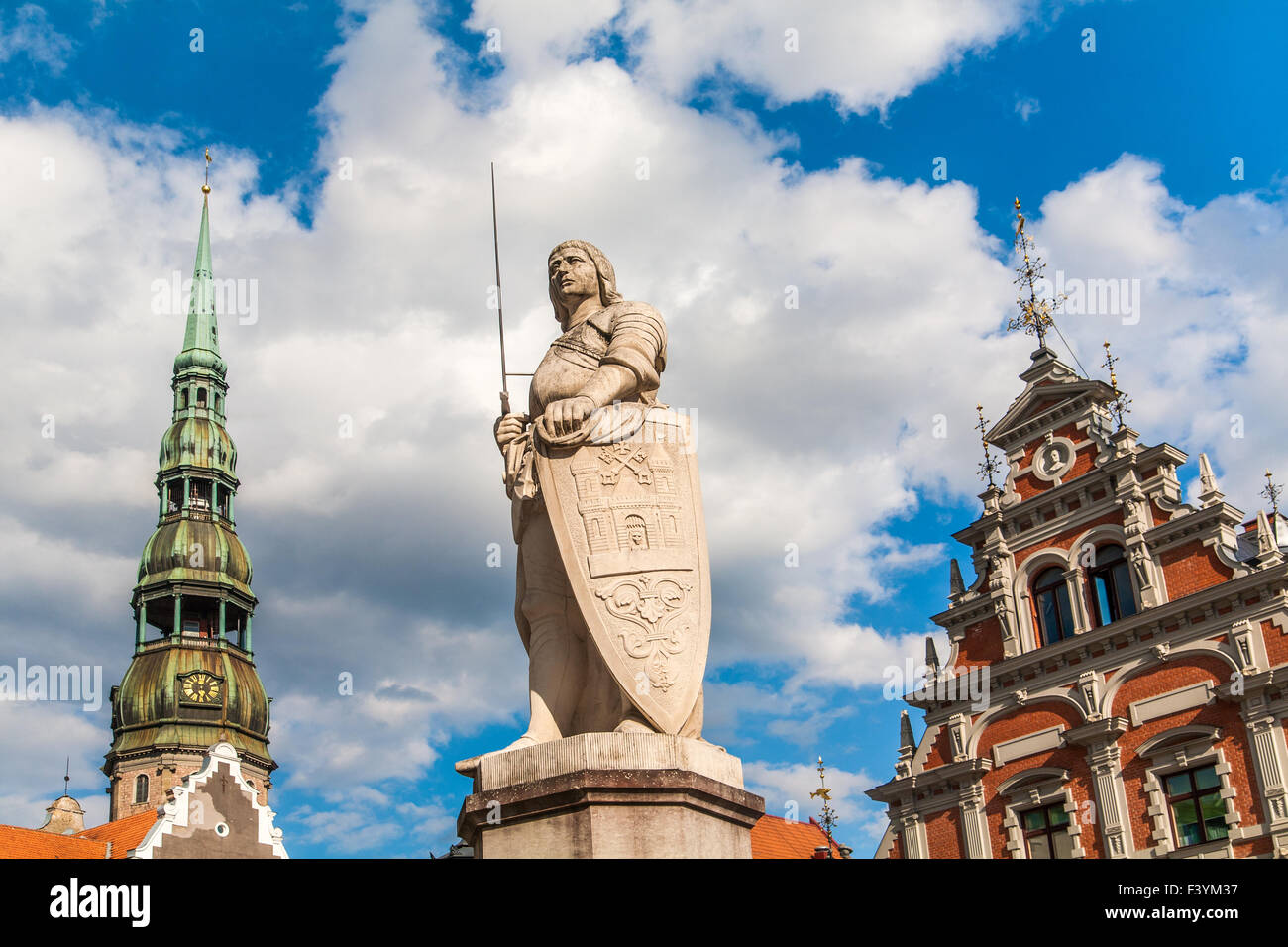 A statue of Riga's patron saint, St Roland Stock Photo - Alamy