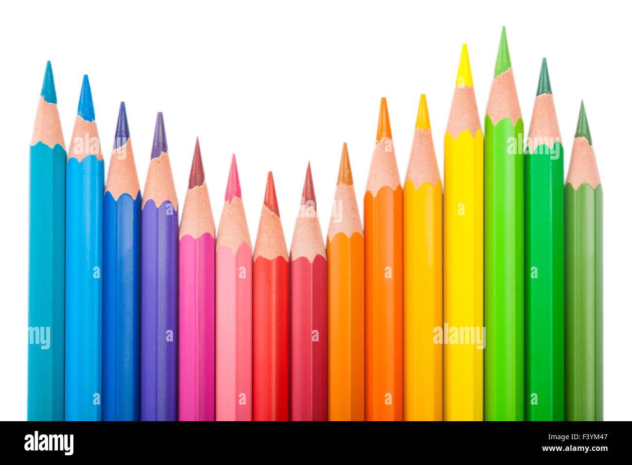 set of color pencils wave-shaped Stock Photo - Alamy