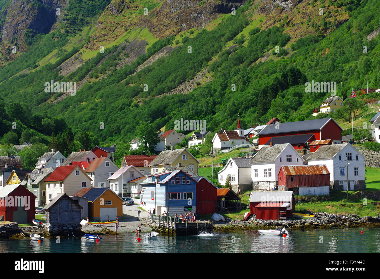 the cozy village Naeroyfjorden Stock Photo - Alamy