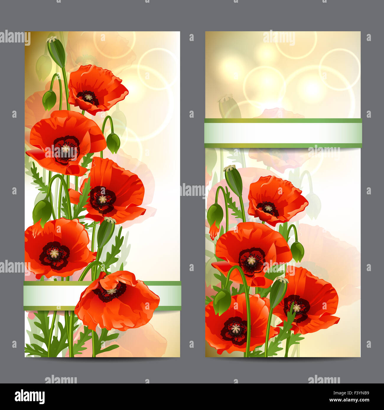 Set of summer banners with Red Poppies Stock Photo - Alamy