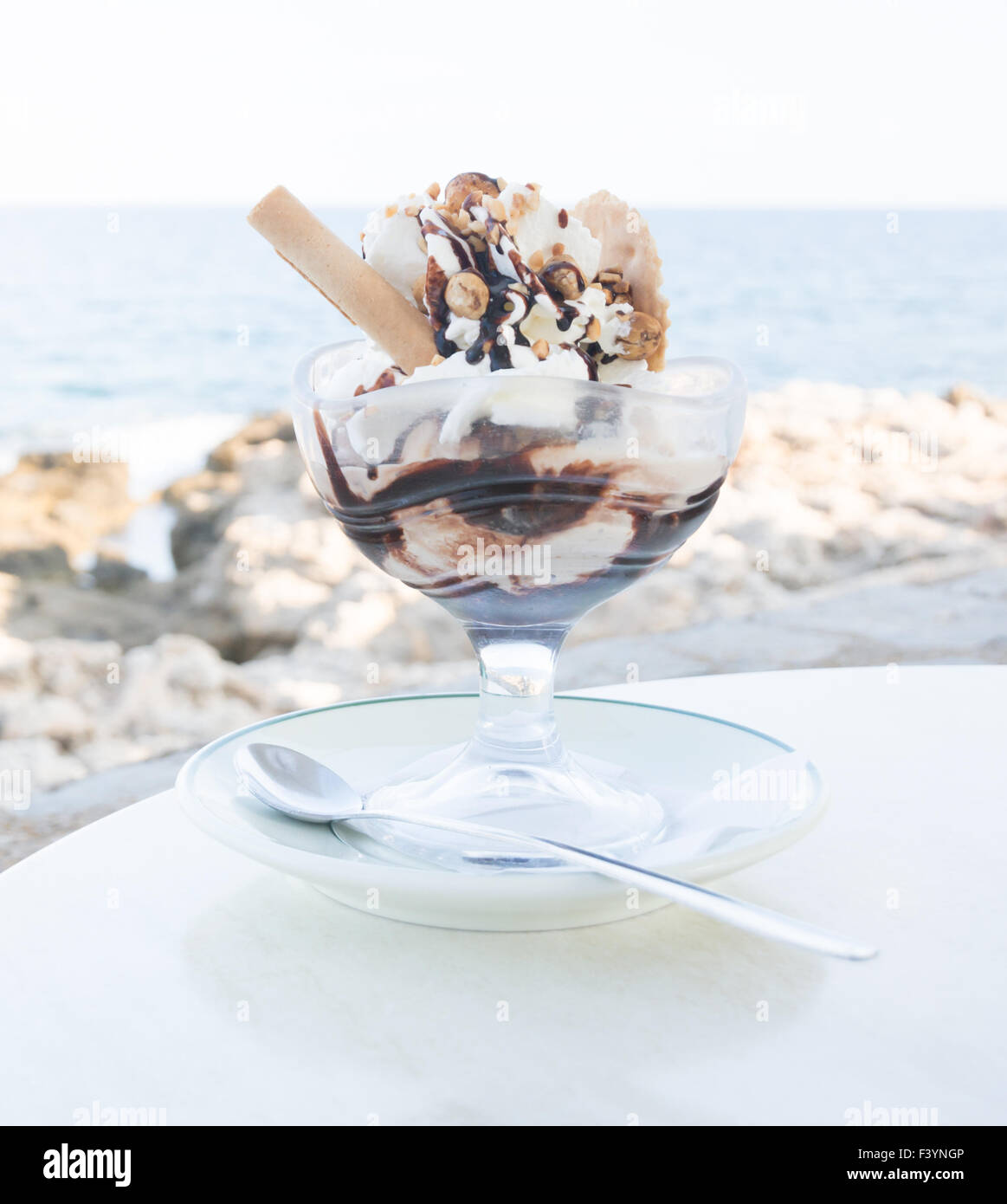 Vanilla ice-cream with a view Stock Photo - Alamy