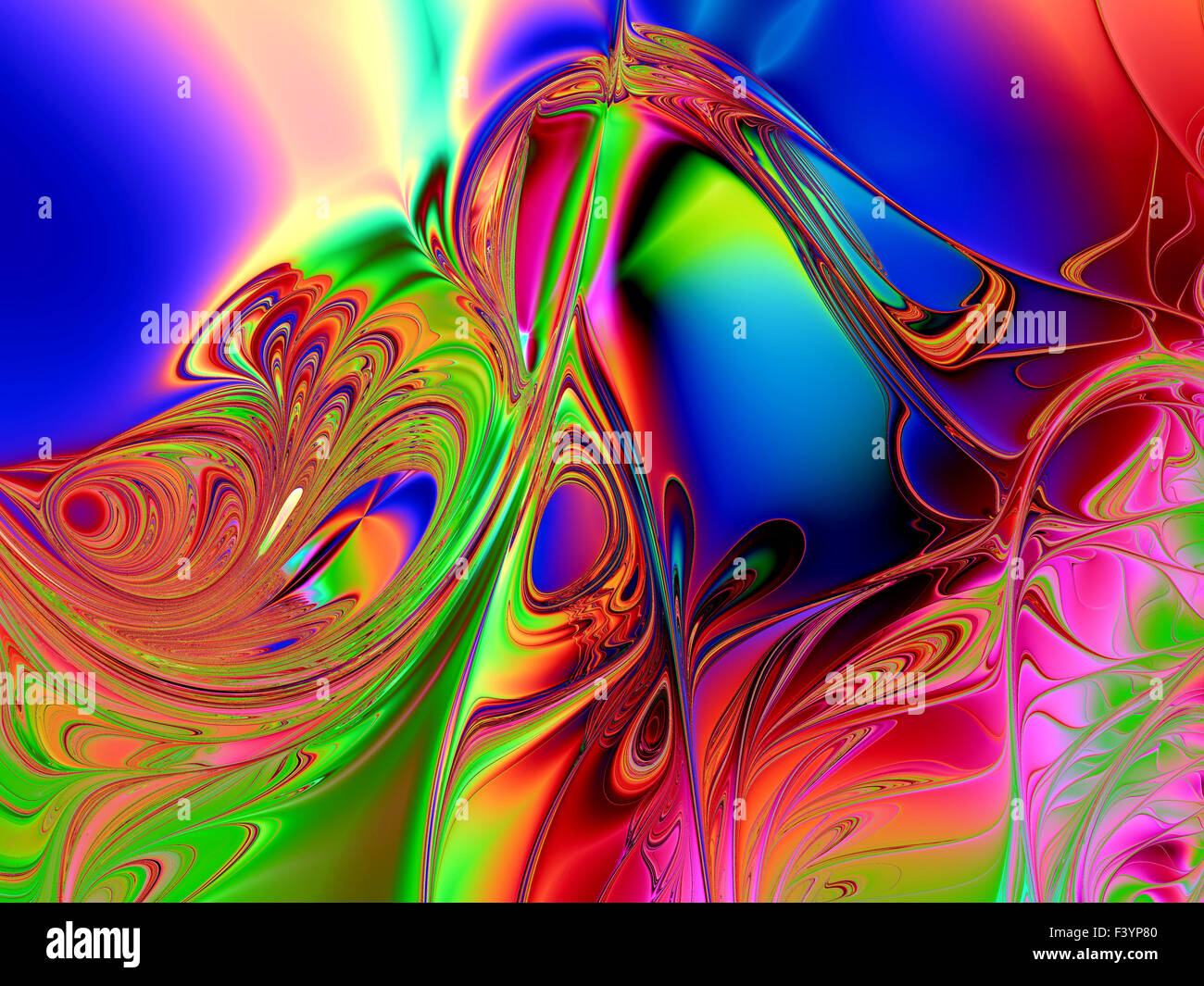 Gorgeous fractal colorful glass tiles in the style of computer graphics ...