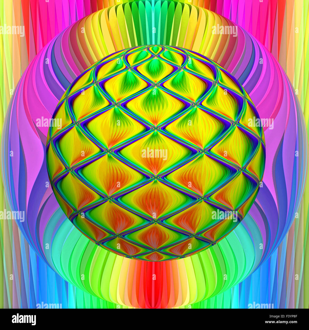 Yellow-green mirror ball on the background. Perspective Lights the oval ...