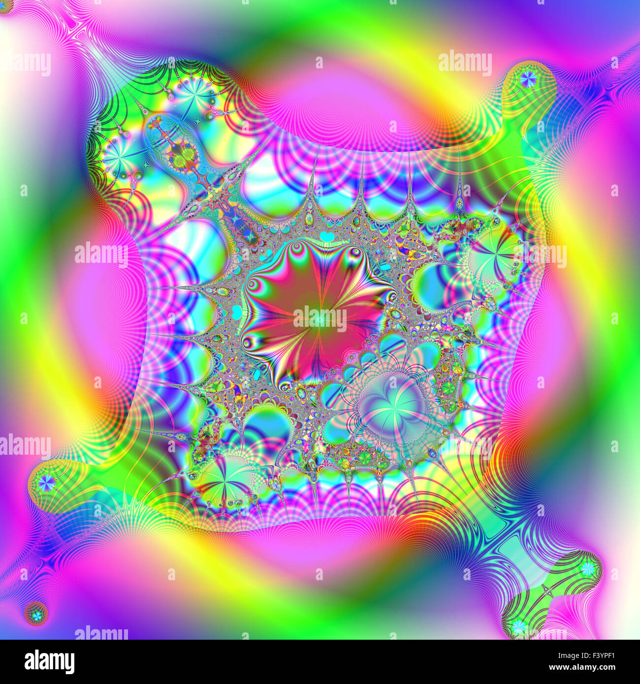 Gorgeous fractal colorful glass tiles in the style of computer graphics ...