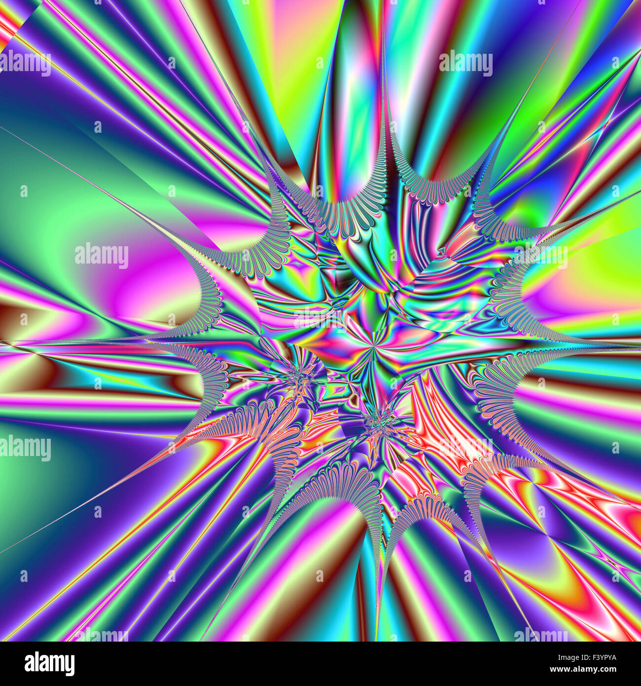 Gorgeous fractal colorful glass tiles in the style of computer graphics ...