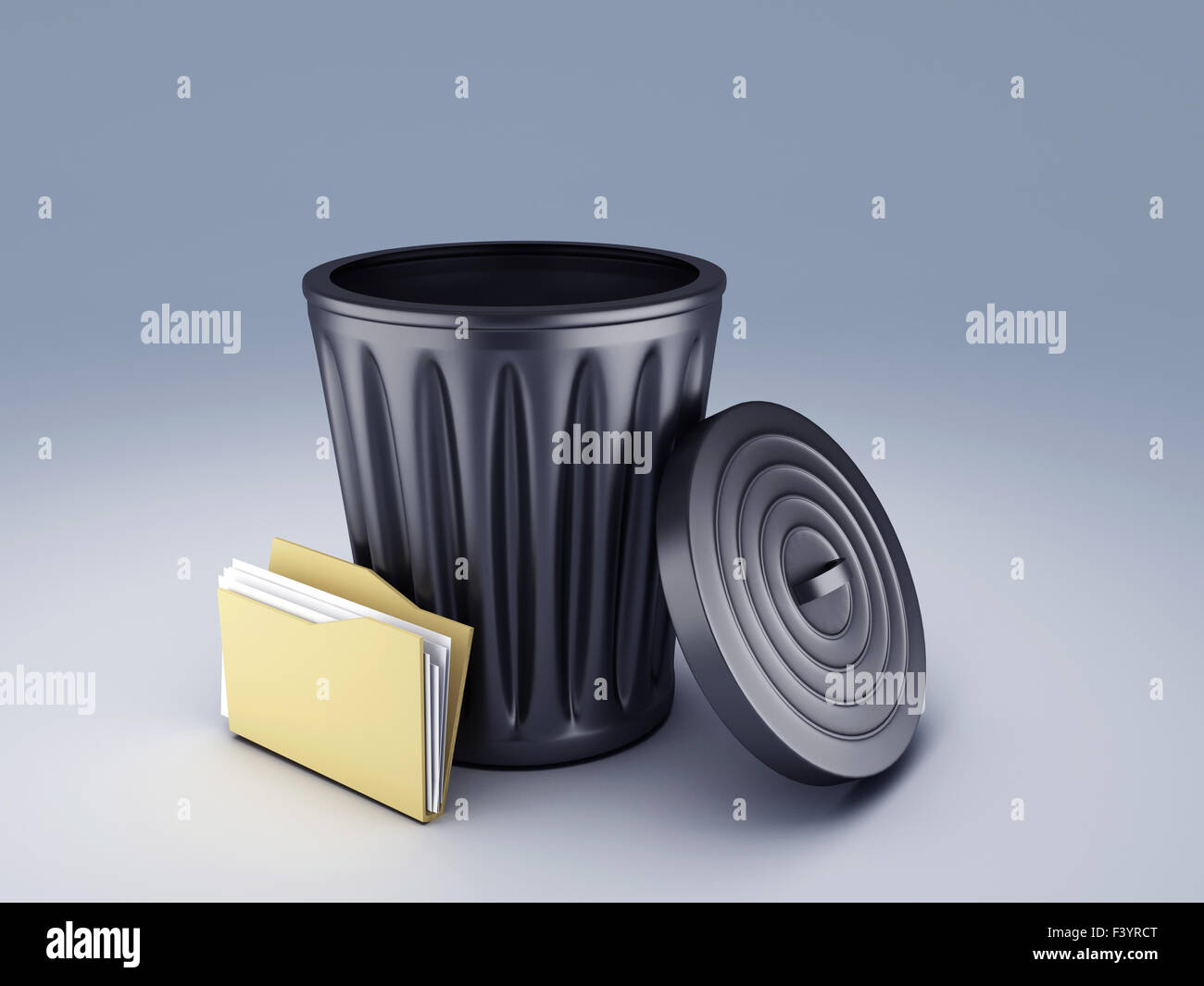Folder with Trash Bin Stock Photo - Alamy