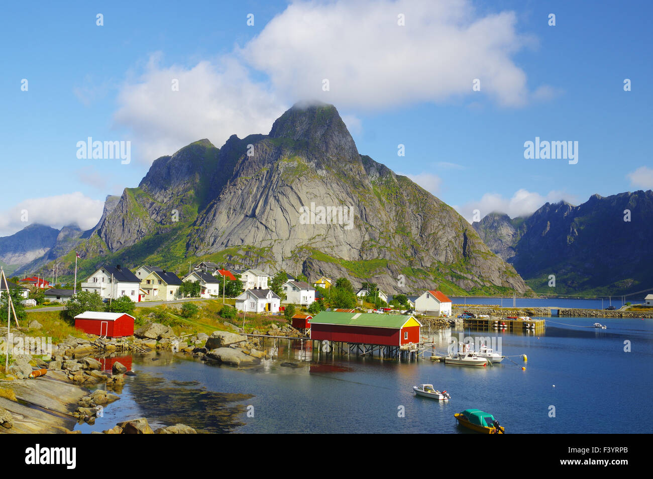view over the fishing villlage of Hamnoy Stock Photo - Alamy