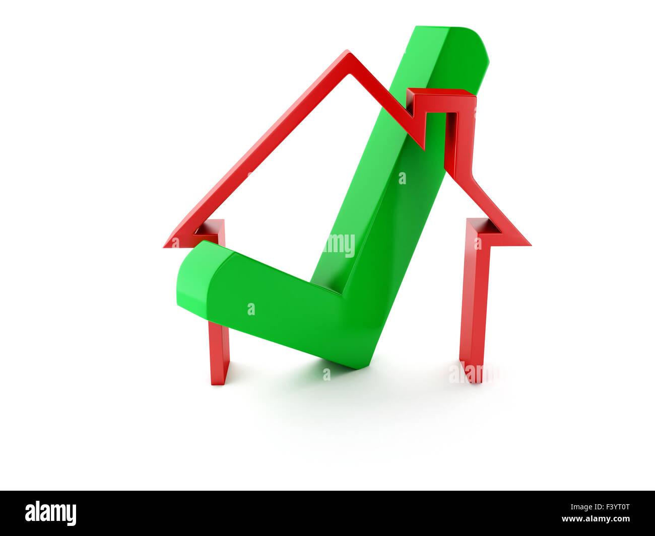 house and check mark on white background Stock Photo - Alamy