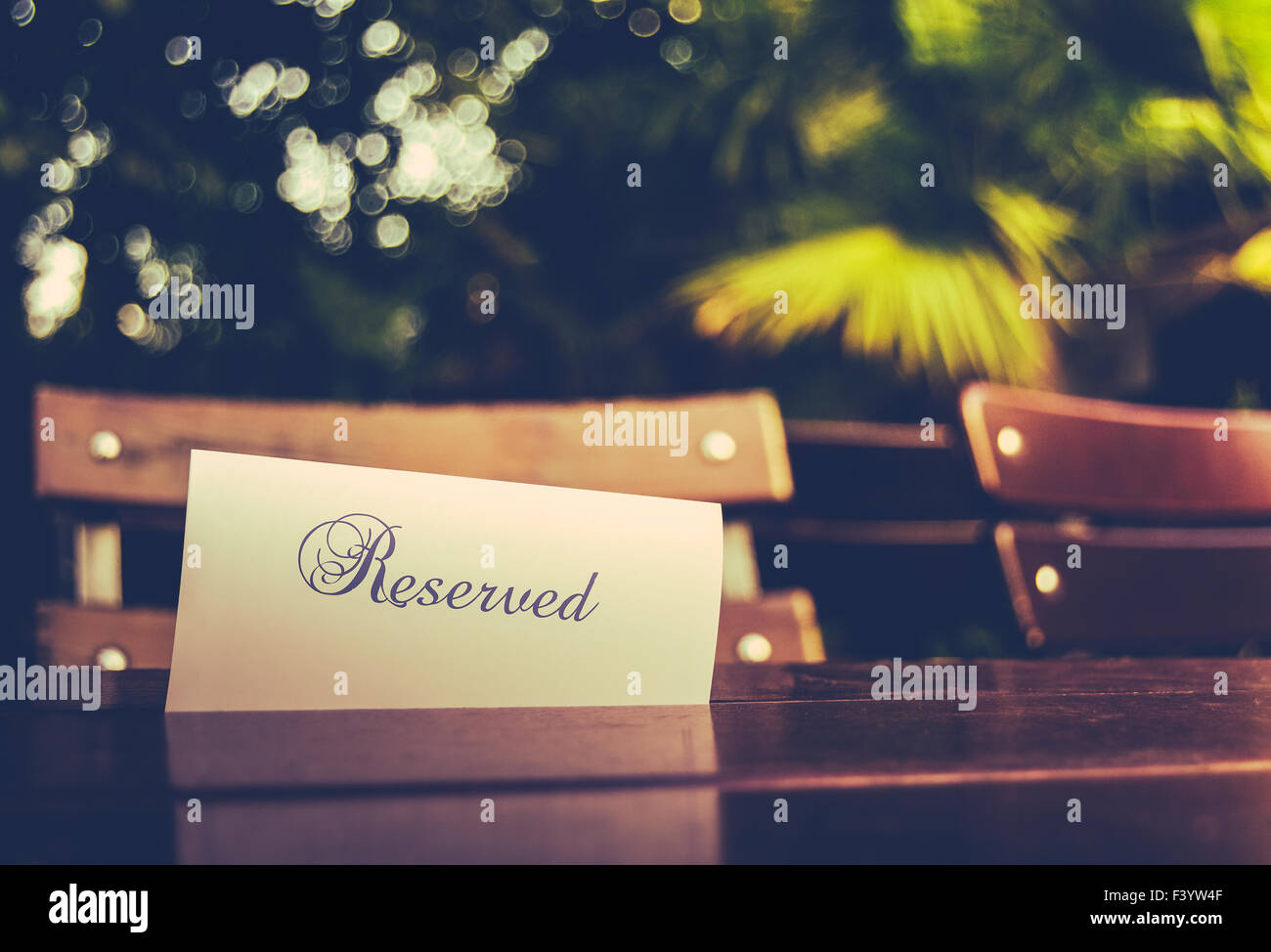 Vintage Reserved Restaurant Table Stock Photo - Alamy