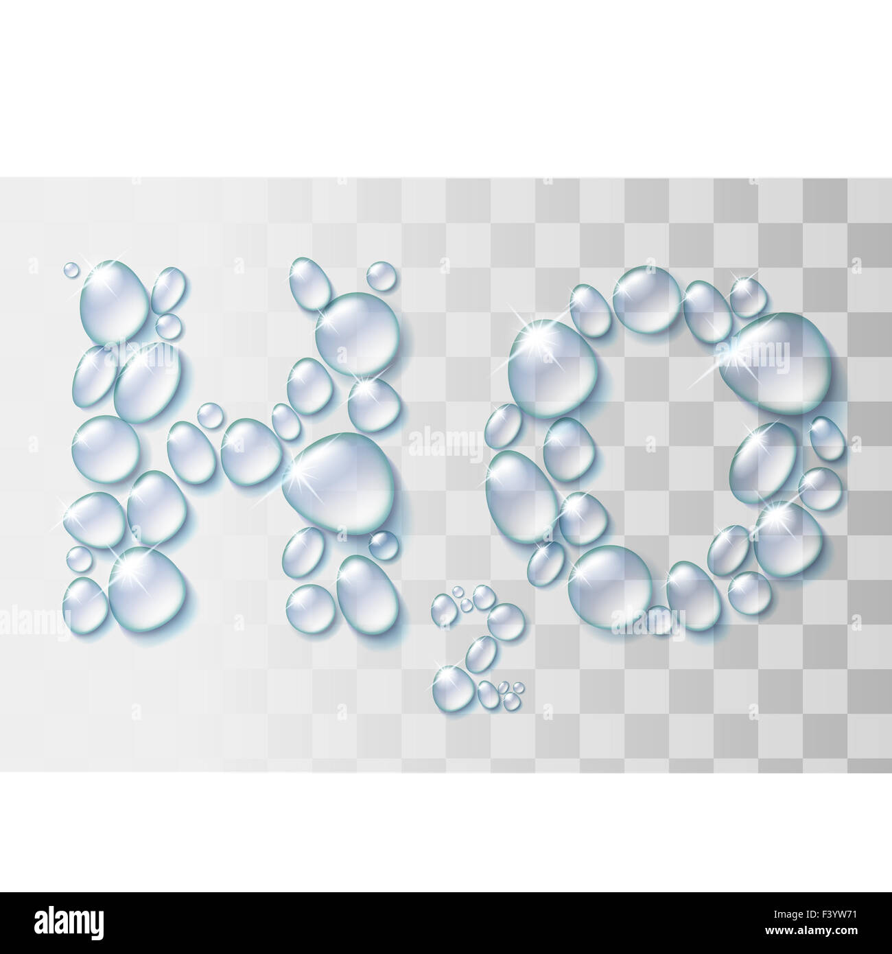 Transparent water drops H2O shape Stock Photo - Alamy