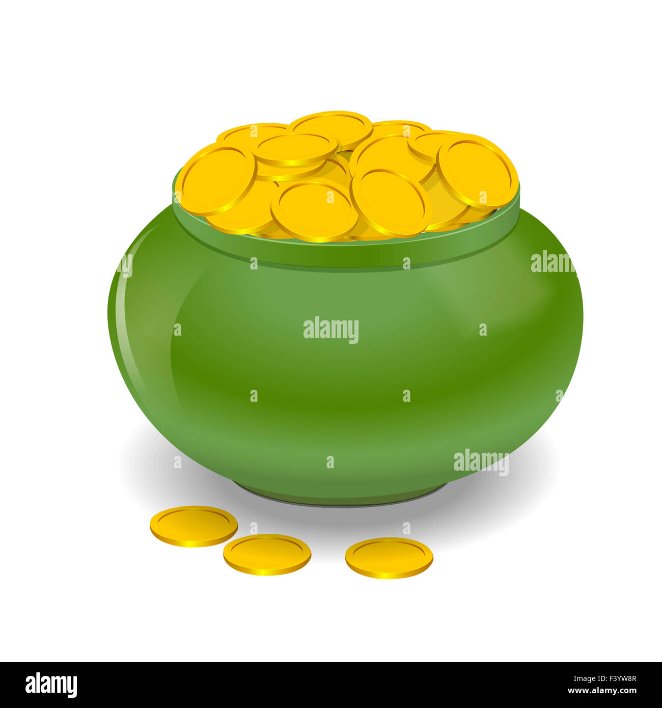 Pot full of golden coins Stock Photo - Alamy