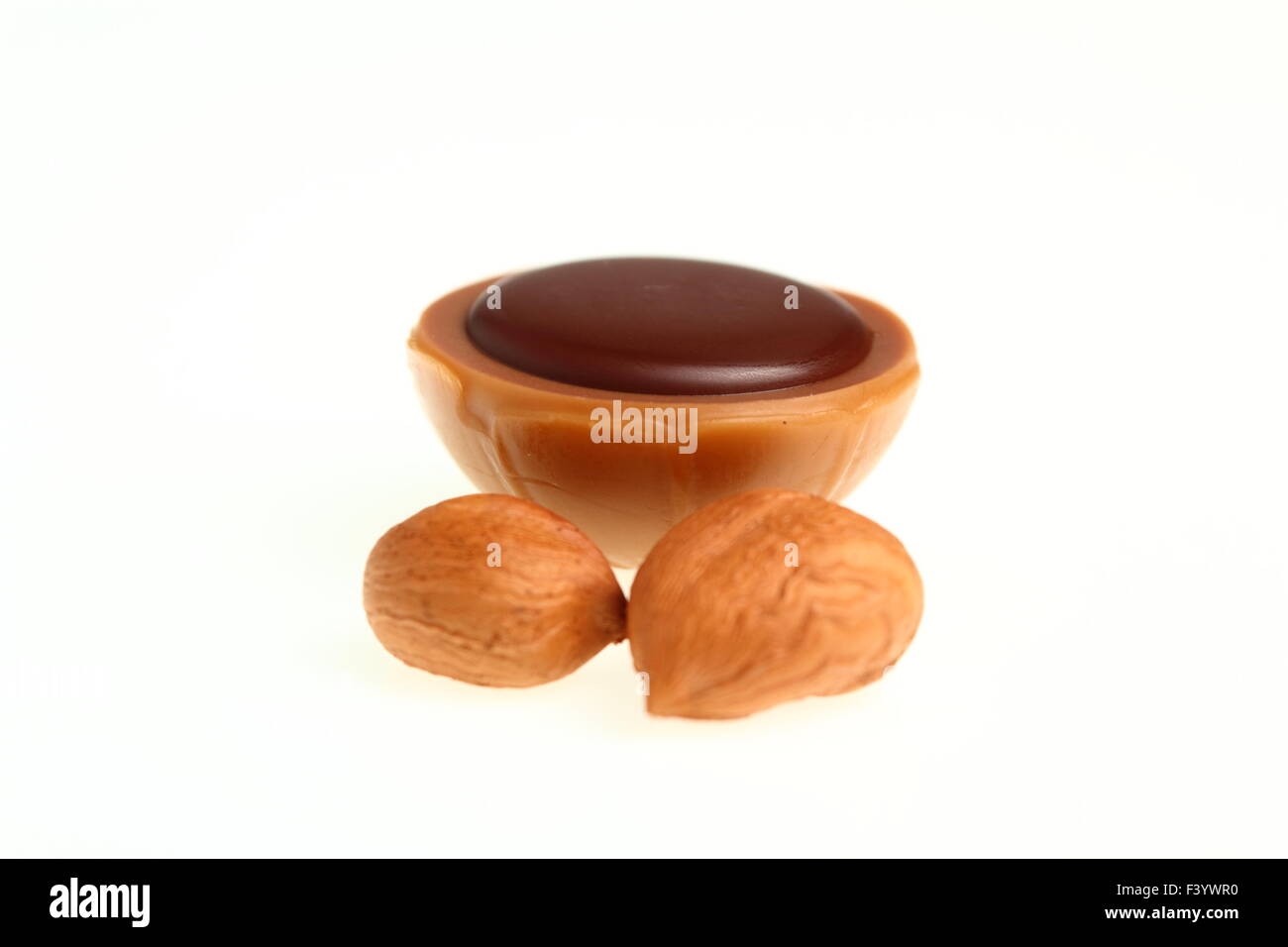 Caramel Candy with Hazelnut and Chocolate Stock Photo - Alamy