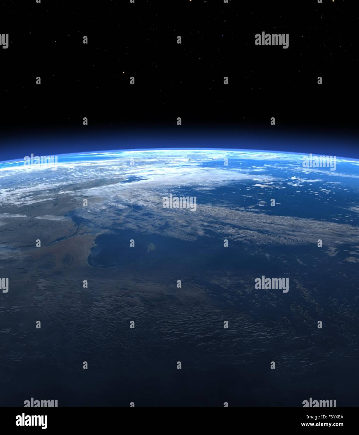 Planet earth horizon in space - 3D render Stock Photo - Alamy