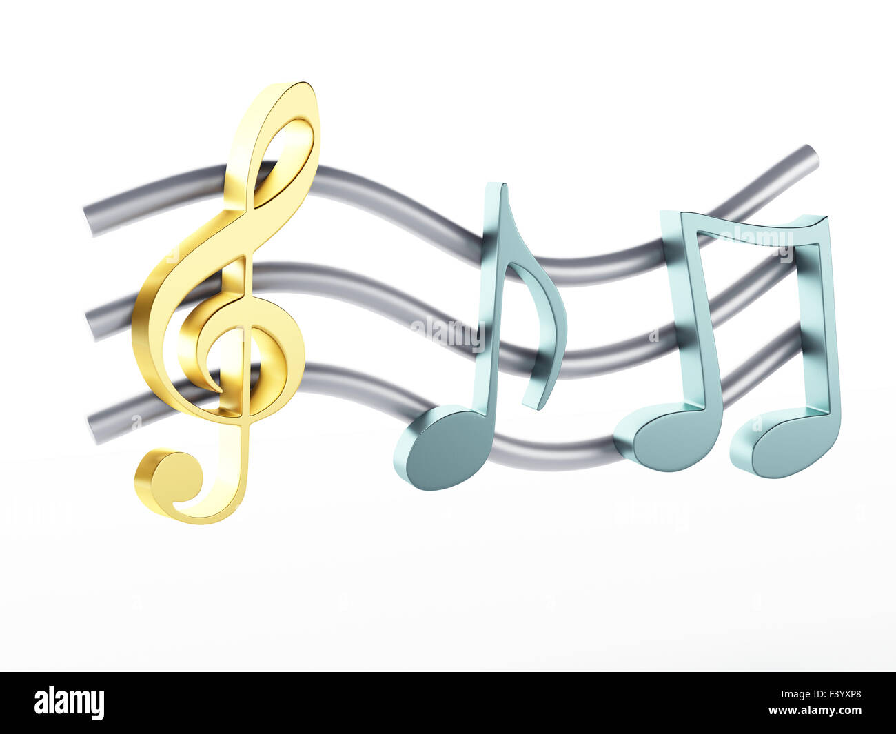 music note 3D. Isolated on white background Stock Photo - Alamy