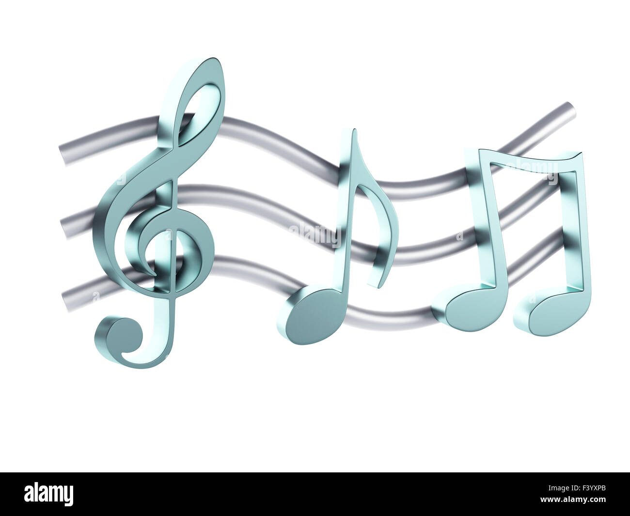 music note 3D. Isolated on white background Stock Photo - Alamy