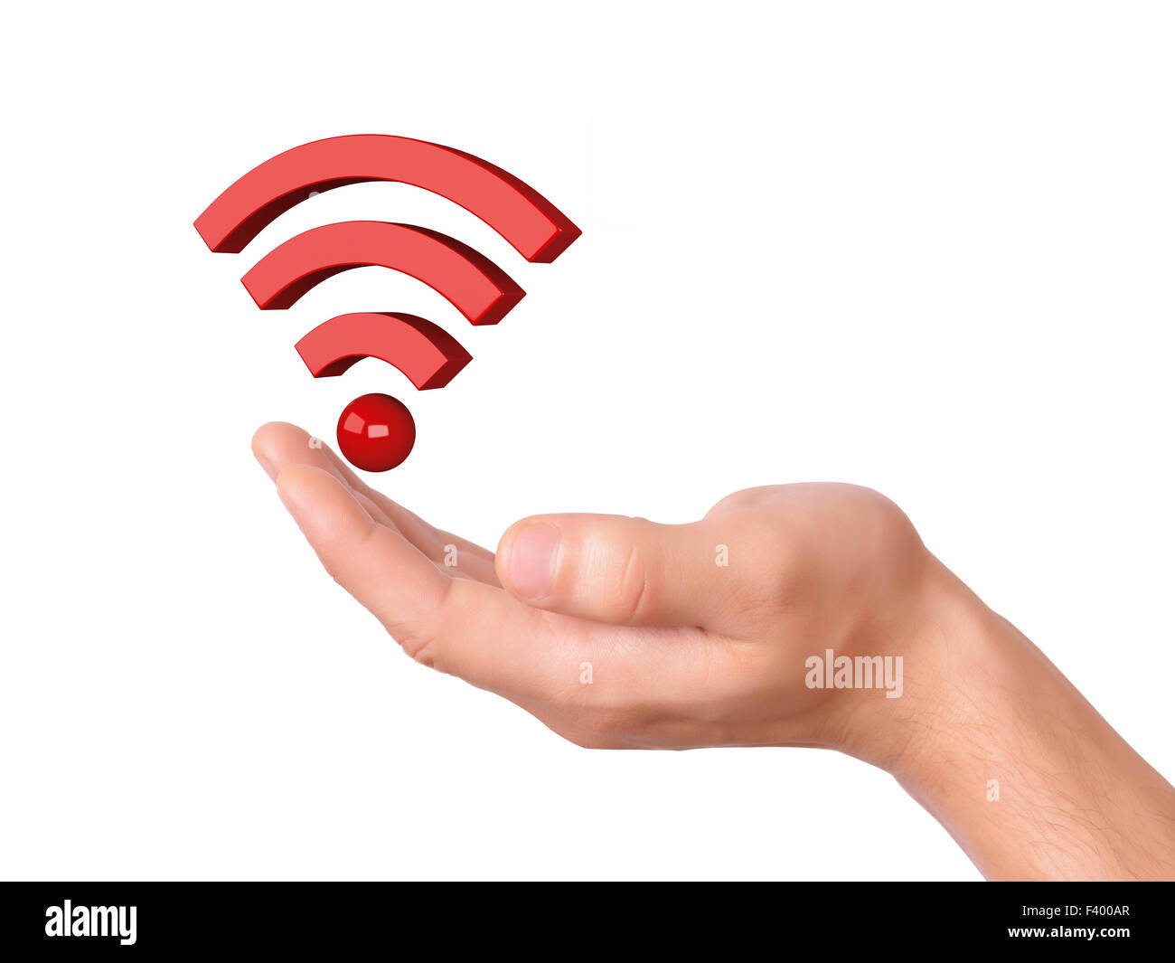 hand holding wifi symbol on white Background Stock Photo - Alamy