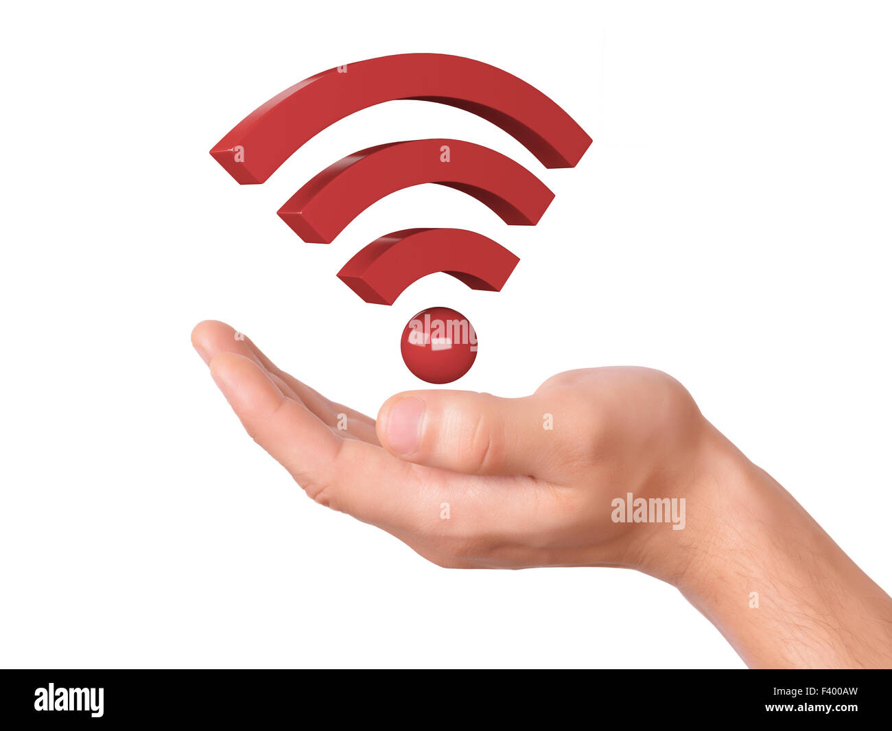 hand holding wifi symbol on white Background Stock Photo - Alamy