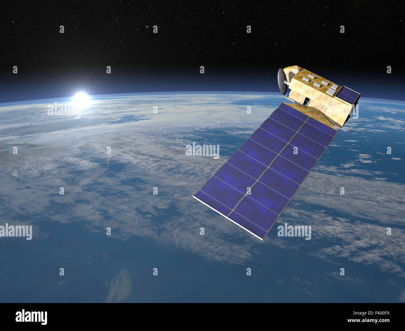Aura satellite - 3D render Stock Photo - Alamy