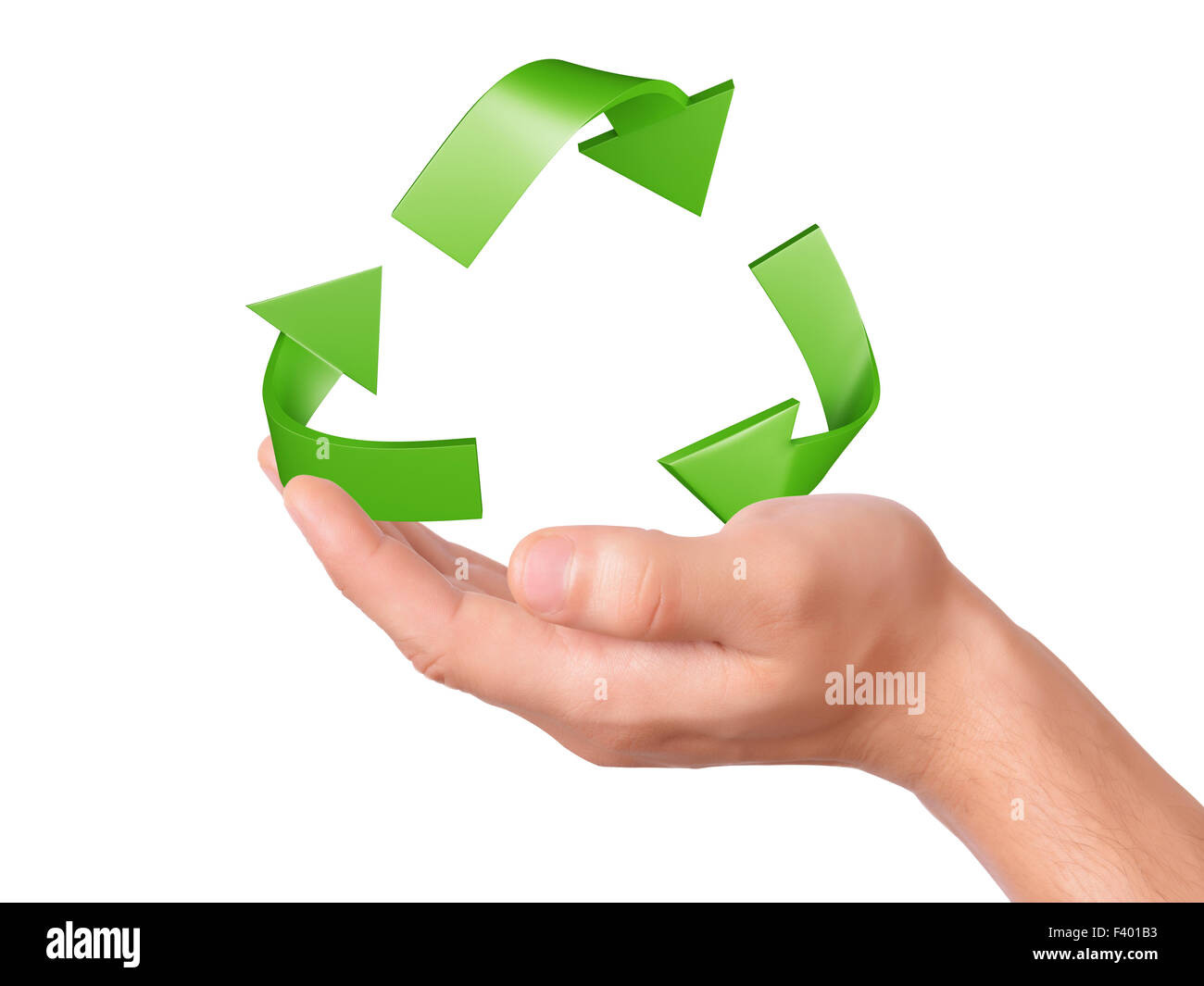 hand holding green Recycling symbol Stock Photo - Alamy