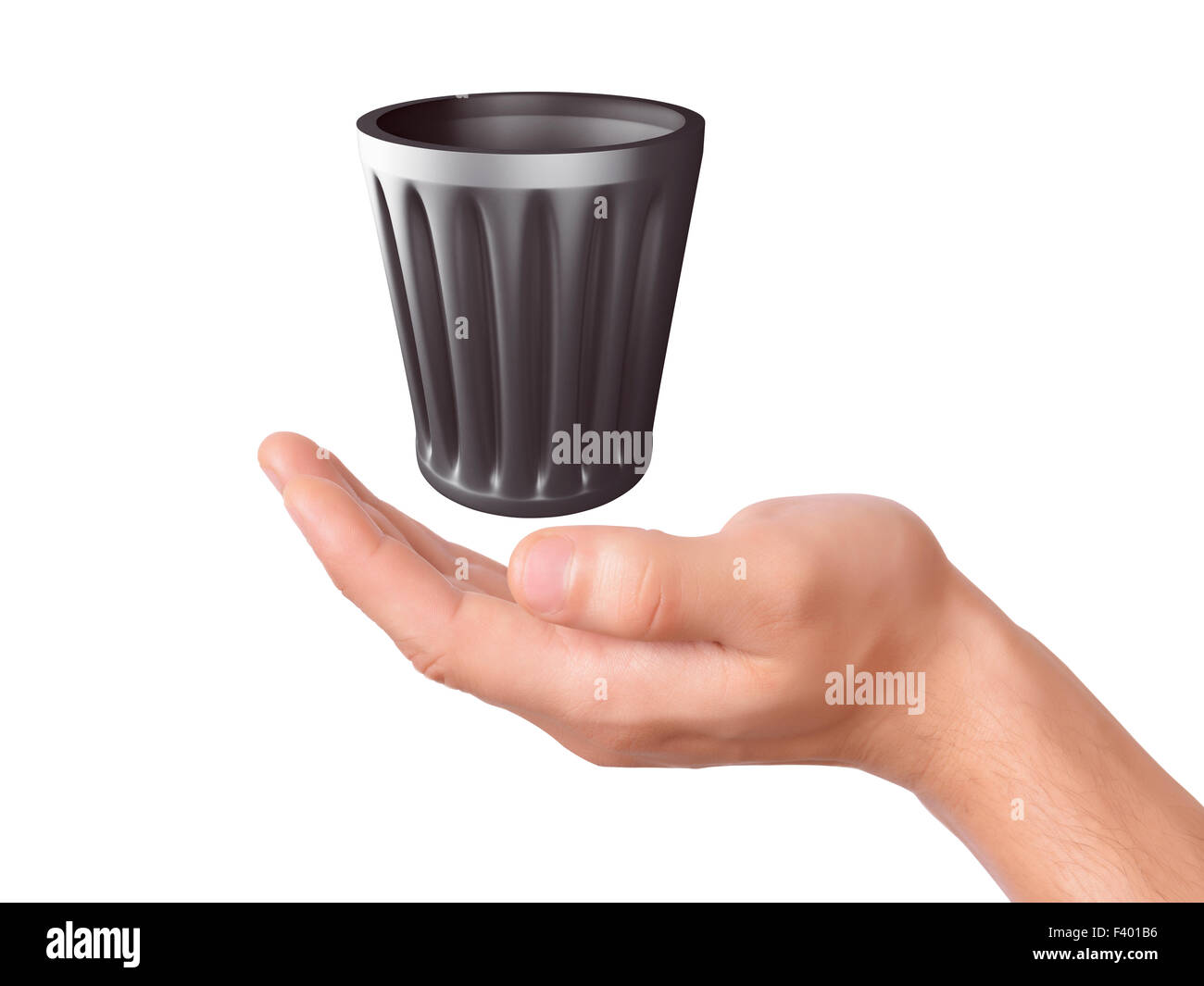 hand holding recycle bin on white background Stock Photo - Alamy