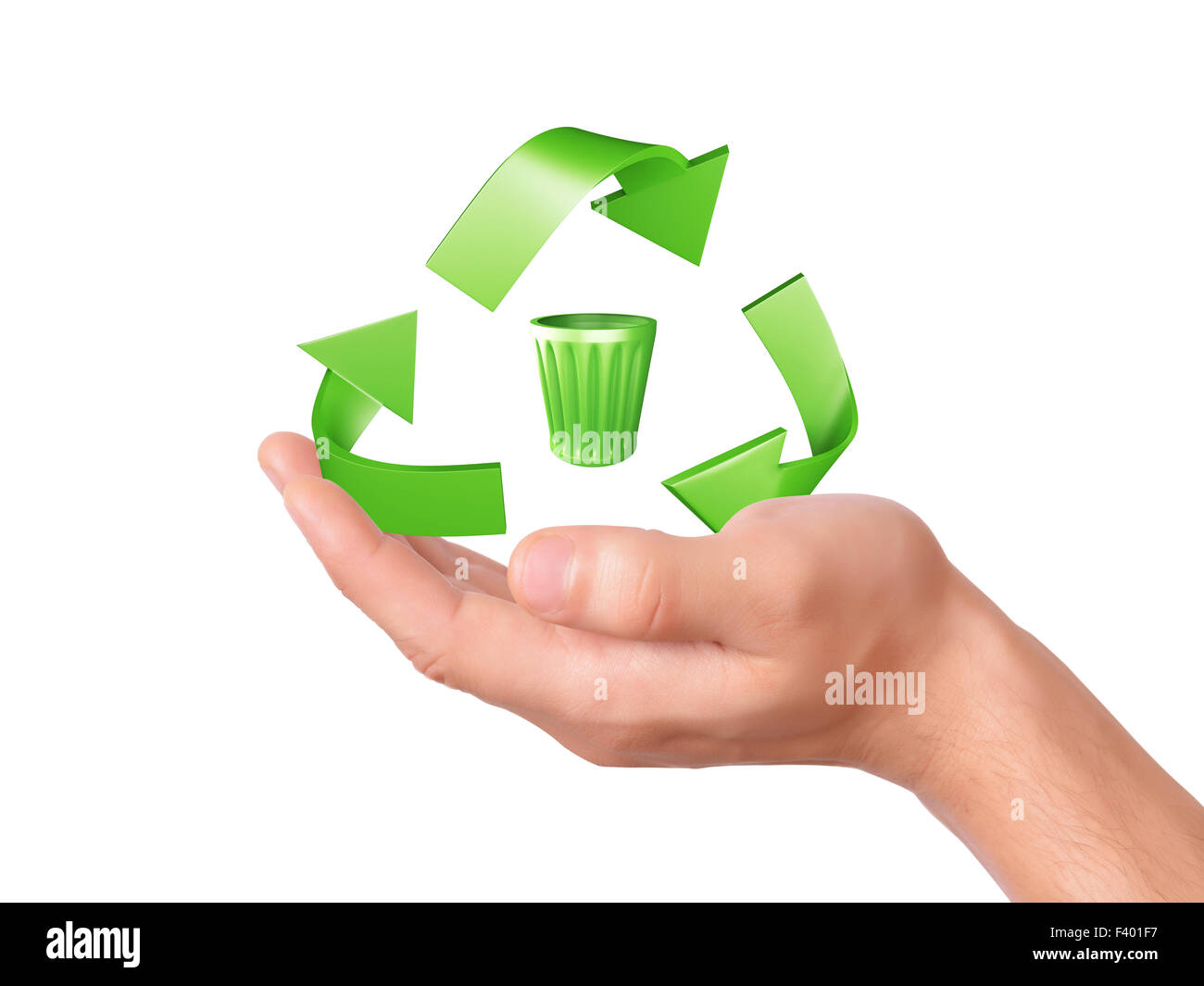 hand holding green Recycling symbol Stock Photo - Alamy