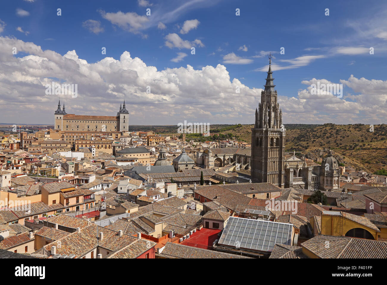 Panoramic view of a european town Stock Photo - Alamy