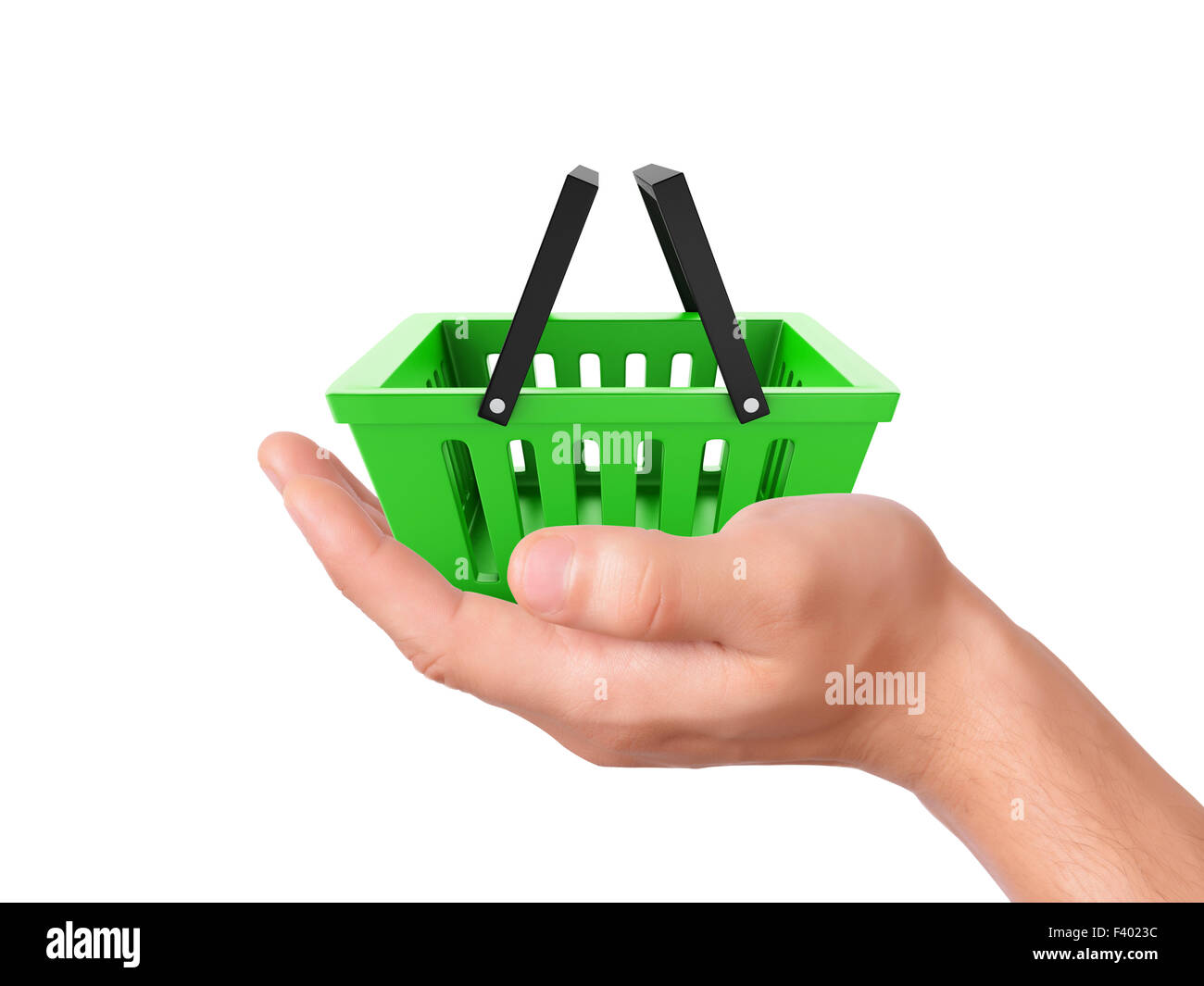 hand hold a Shopping cart. commerce concept Stock Photo - Alamy