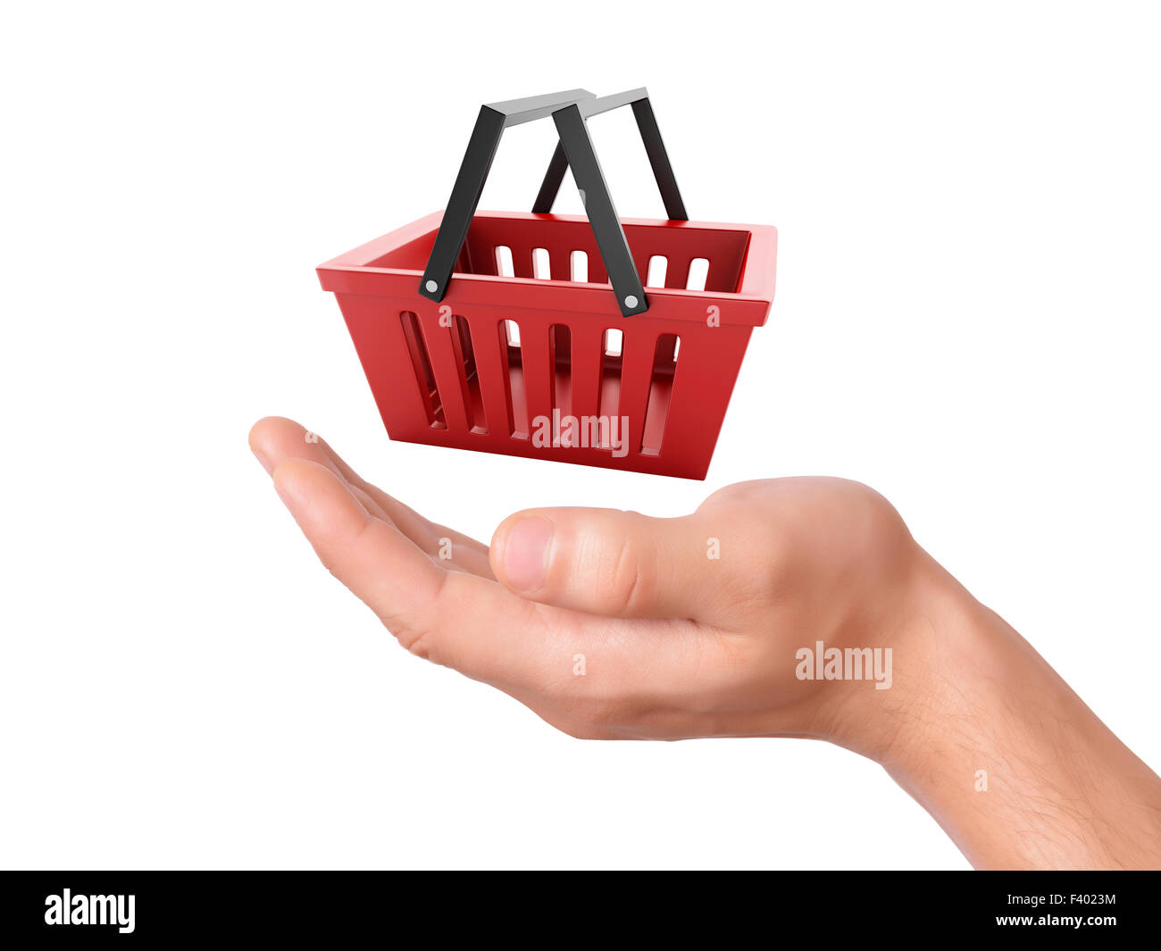 hand hold a Shopping cart. commerce concept Stock Photo - Alamy