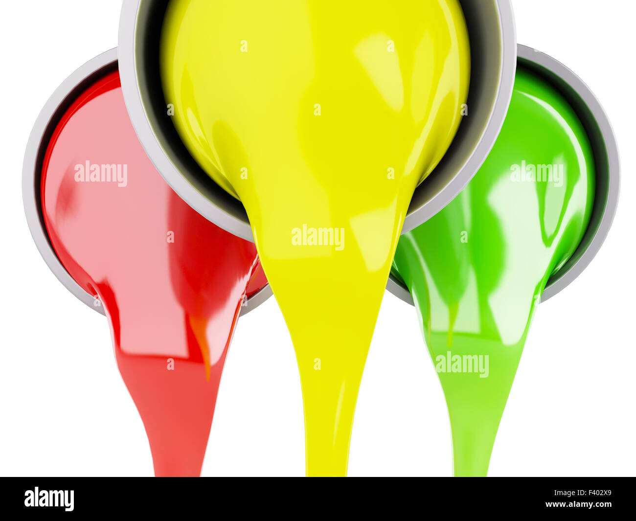 Spilled Paint Cans on white background Stock Photo - Alamy