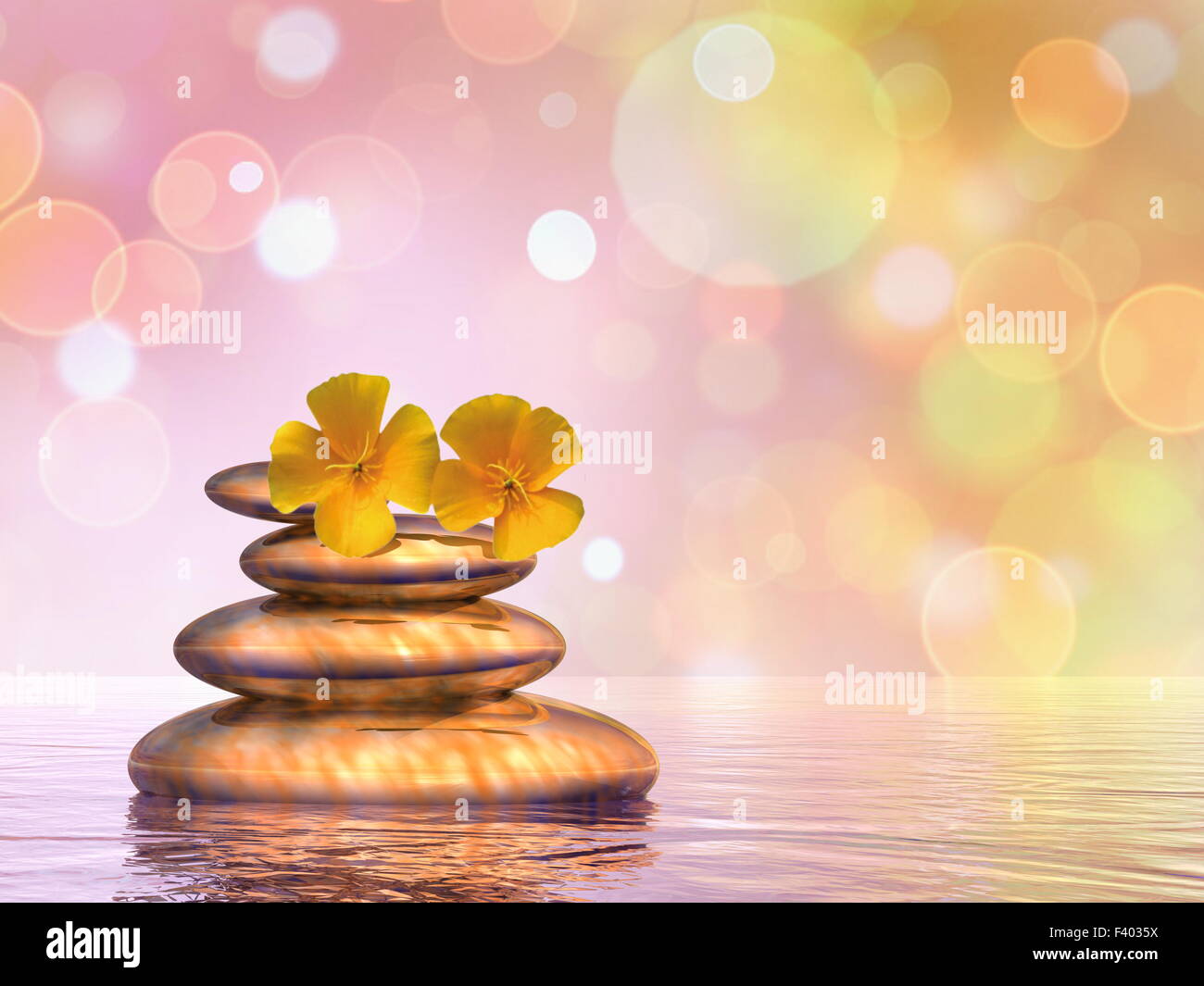 Peaceful pebbles - 3D render Stock Photo - Alamy