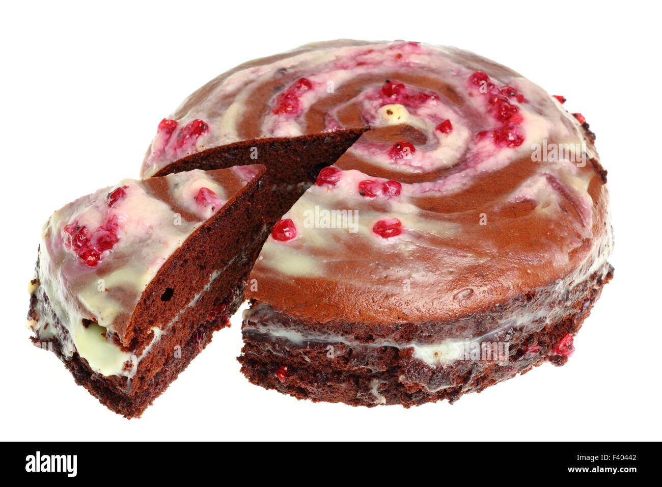 Chocolate Layer Cake with Cream and Red Currant Jam Stock Photo - Alamy