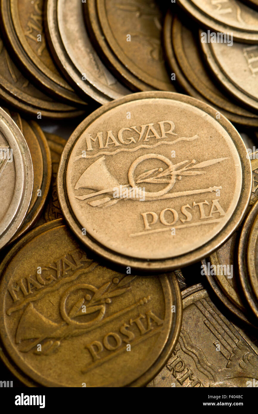 Close up photo of old telephone coin Stock Photo - Alamy