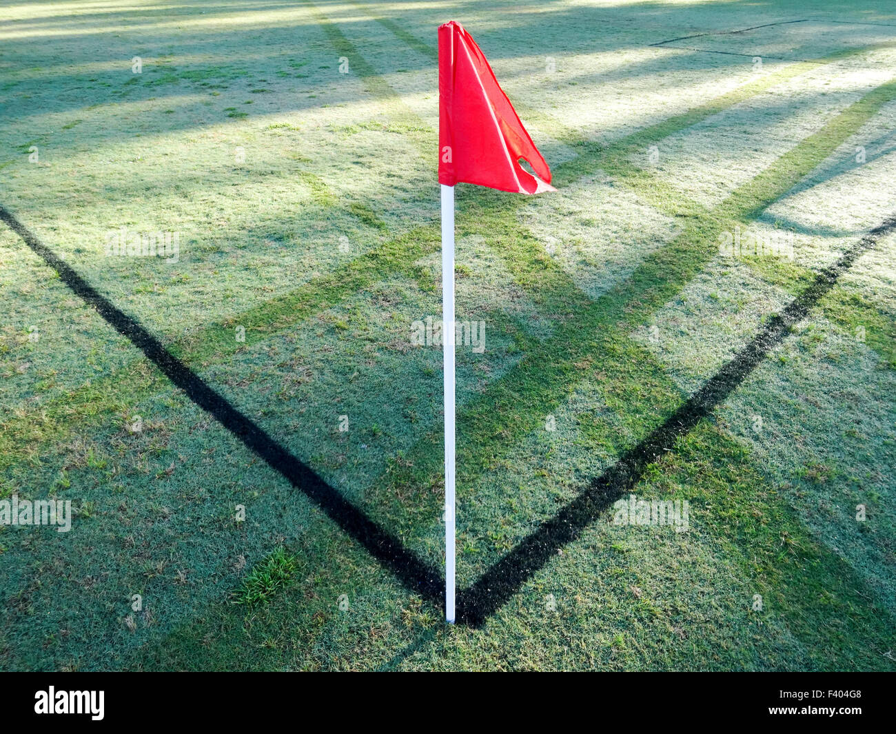 Corner Of A Soccer Field early morning Stock Photo - Alamy