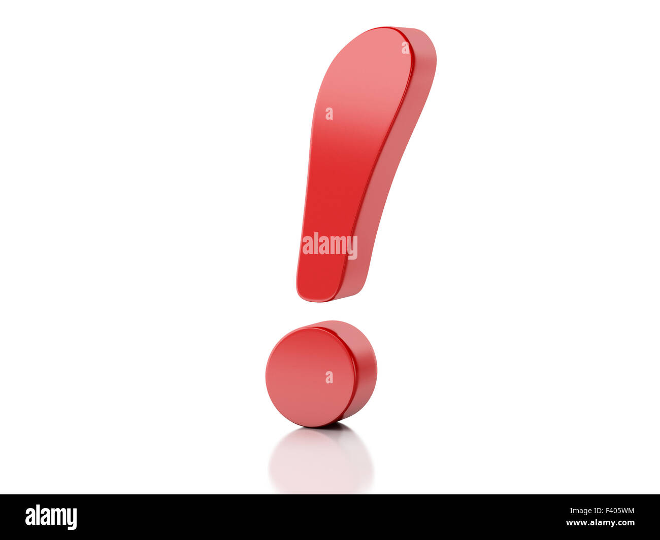 Red exclamation mark 3d illustration Stock Photo - Alamy