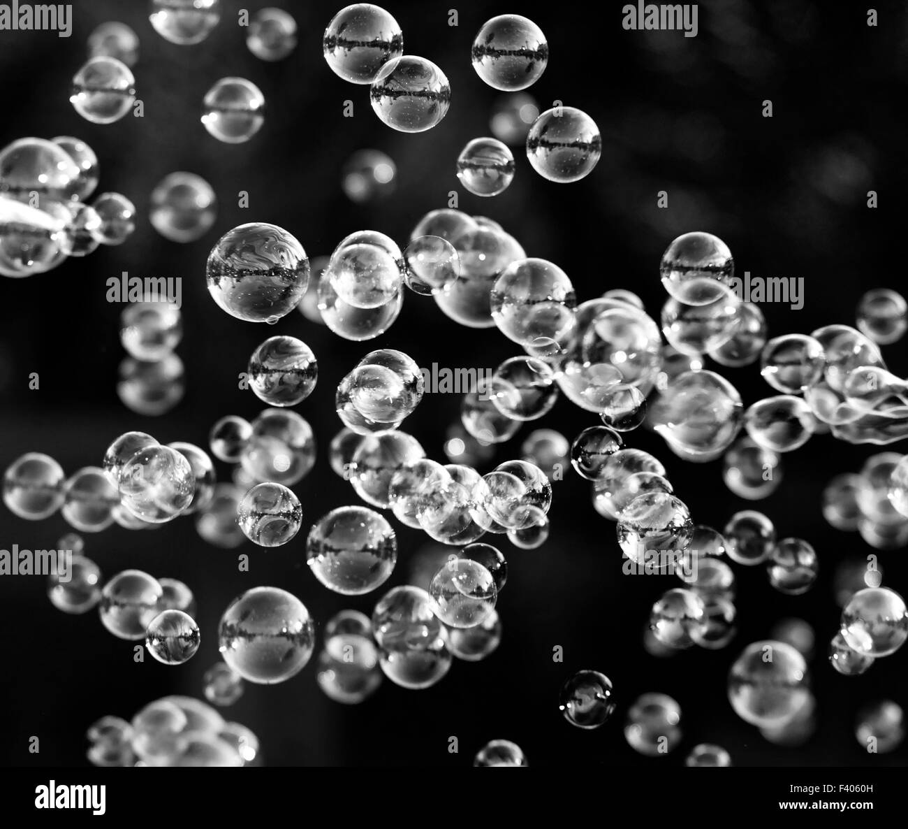 The silver bubbles from the bubble blower Stock Photo - Alamy