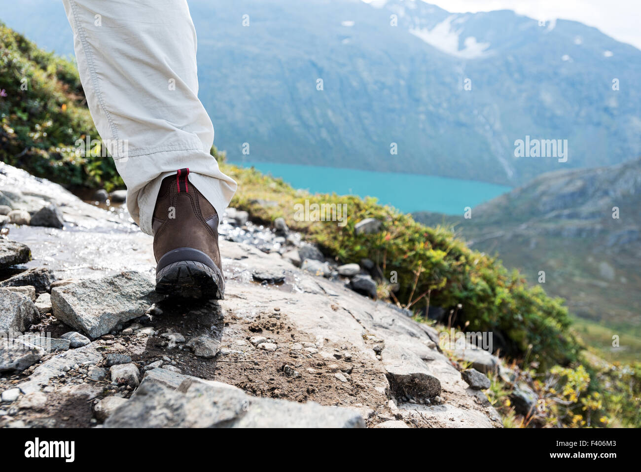 Hiking boot close up Stock Photo - Alamy