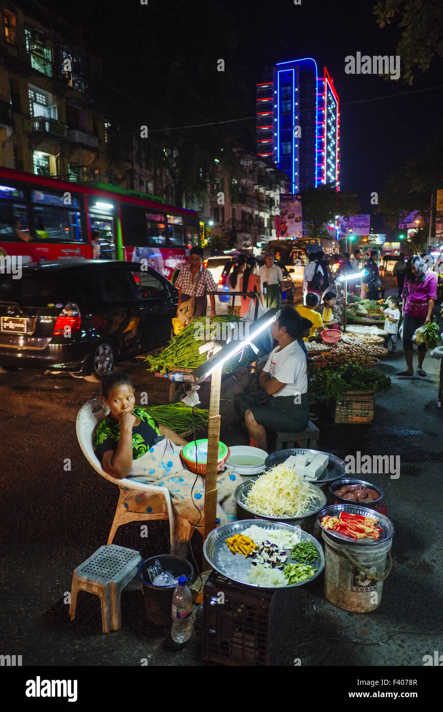 Street market in Yangon, Myanmar Stock Photo - Alamy