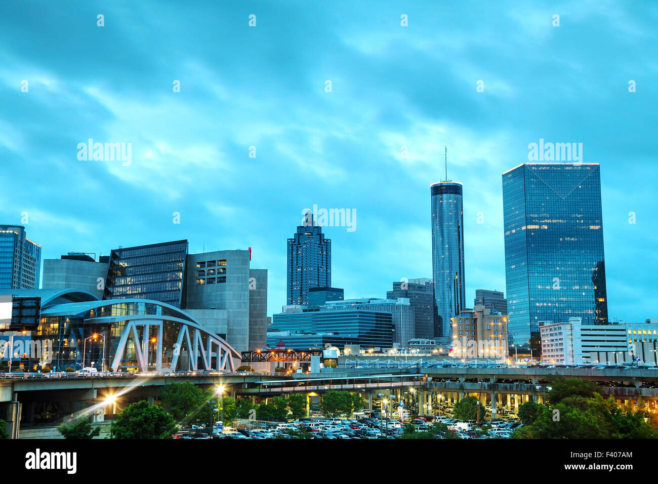 Downtown Atlanta at night time Stock Photo - Alamy