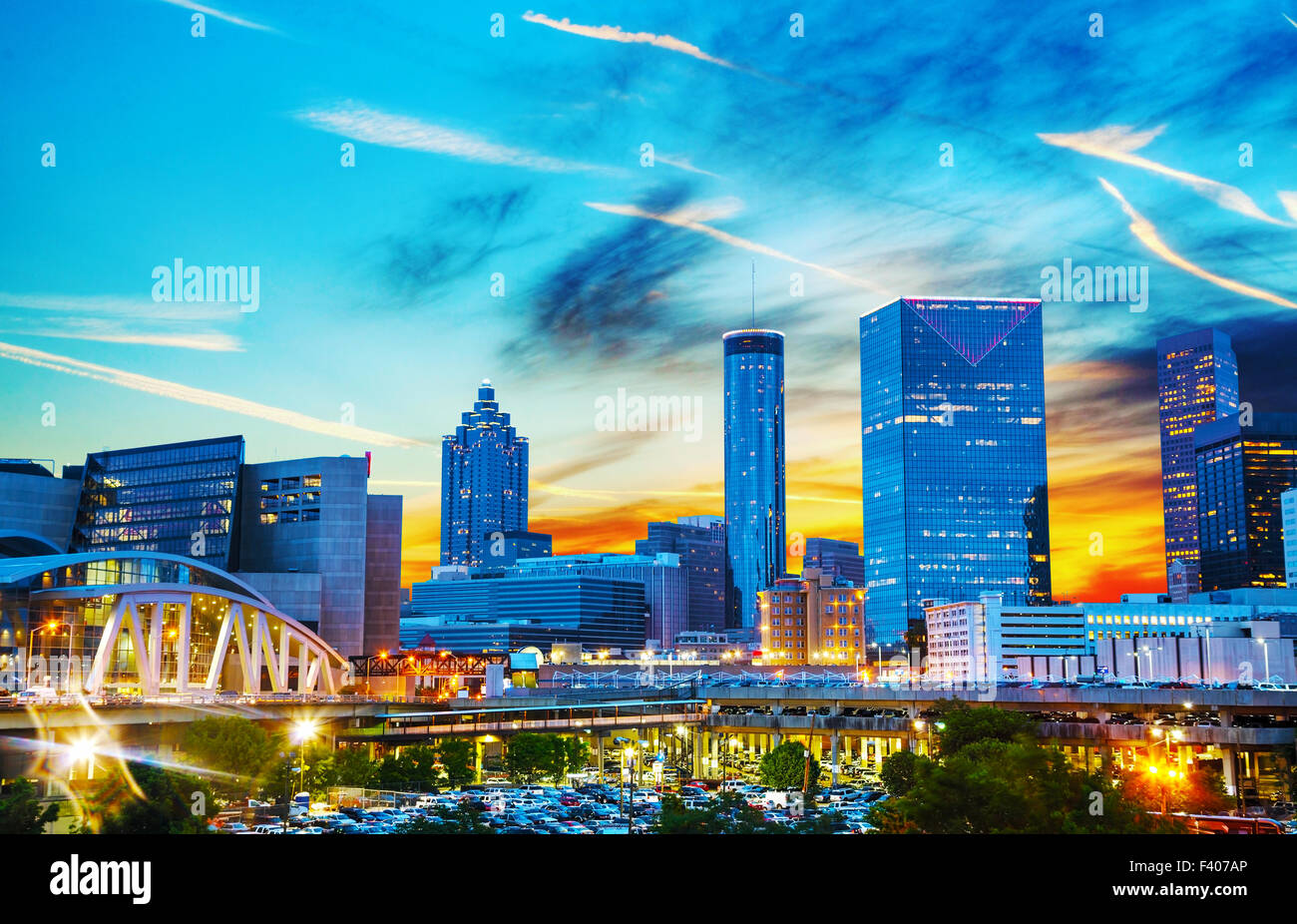 Downtown Atlanta at night time Stock Photo - Alamy