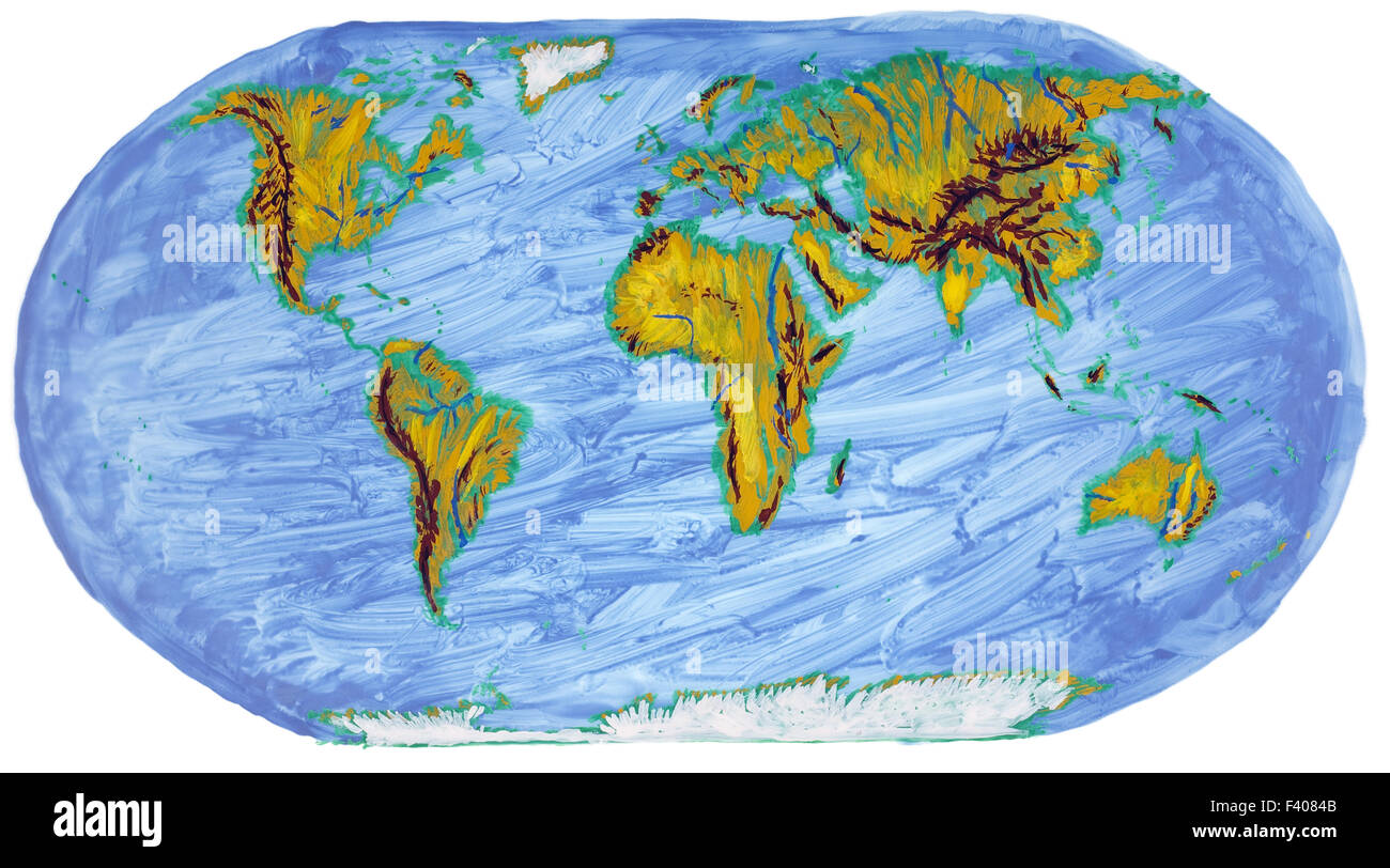 Painted Earth primitive map Stock Photo - Alamy