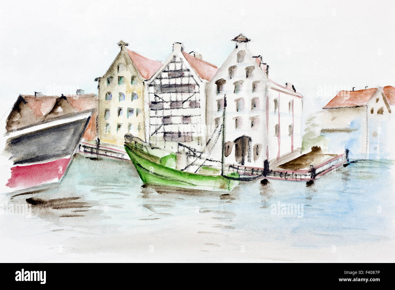 Port city landscape Stock Photo - Alamy