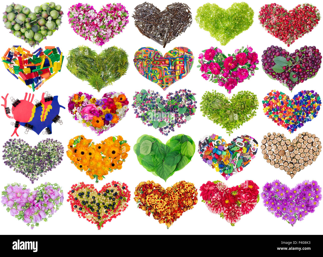 Nature hearts isolated concept set Stock Photo - Alamy