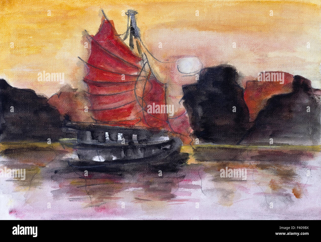 Red Chinese sunset Stock Photo - Alamy