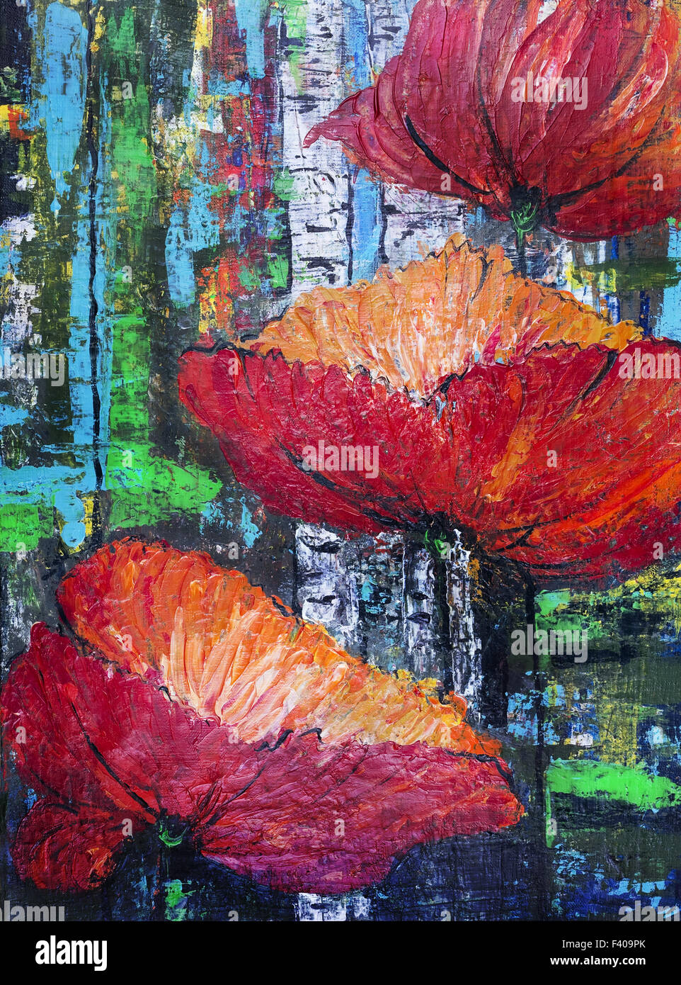 Russian red poppies Stock Photo - Alamy