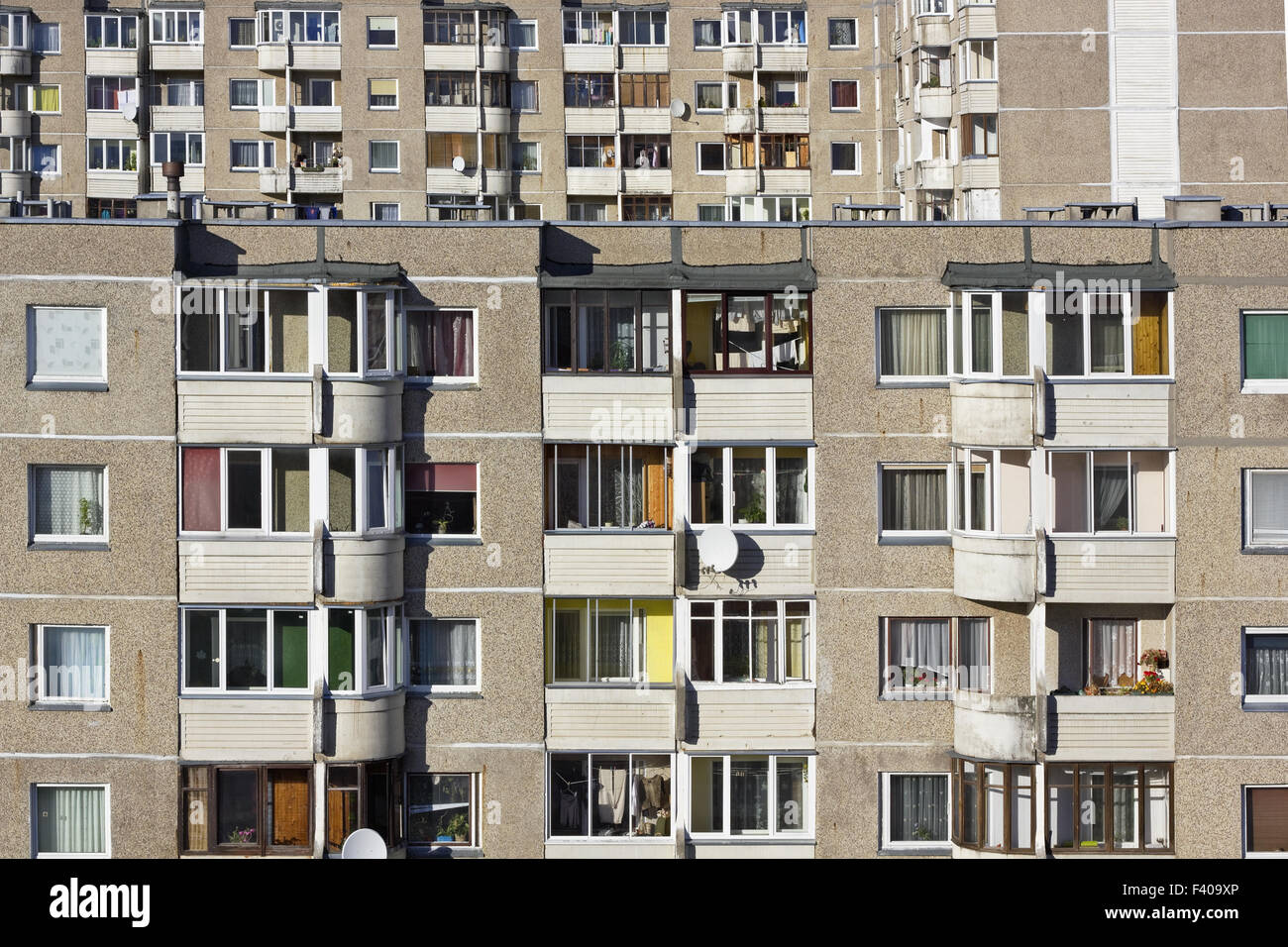 Windows of mass northern building Stock Photo - Alamy