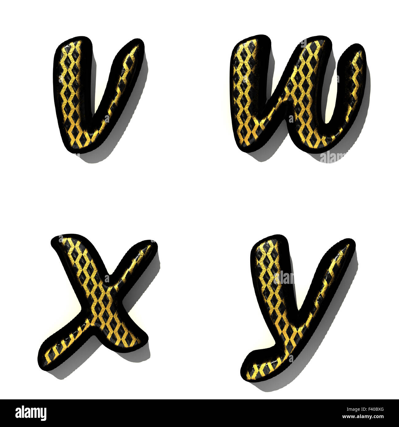 black alphabet letter set with gold on white Stock Photo - Alamy