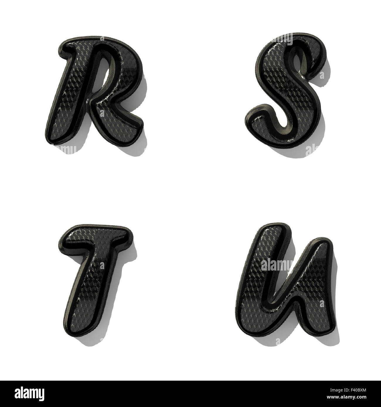 black metal alphabet letter set with shadows on white Stock Photo - Alamy