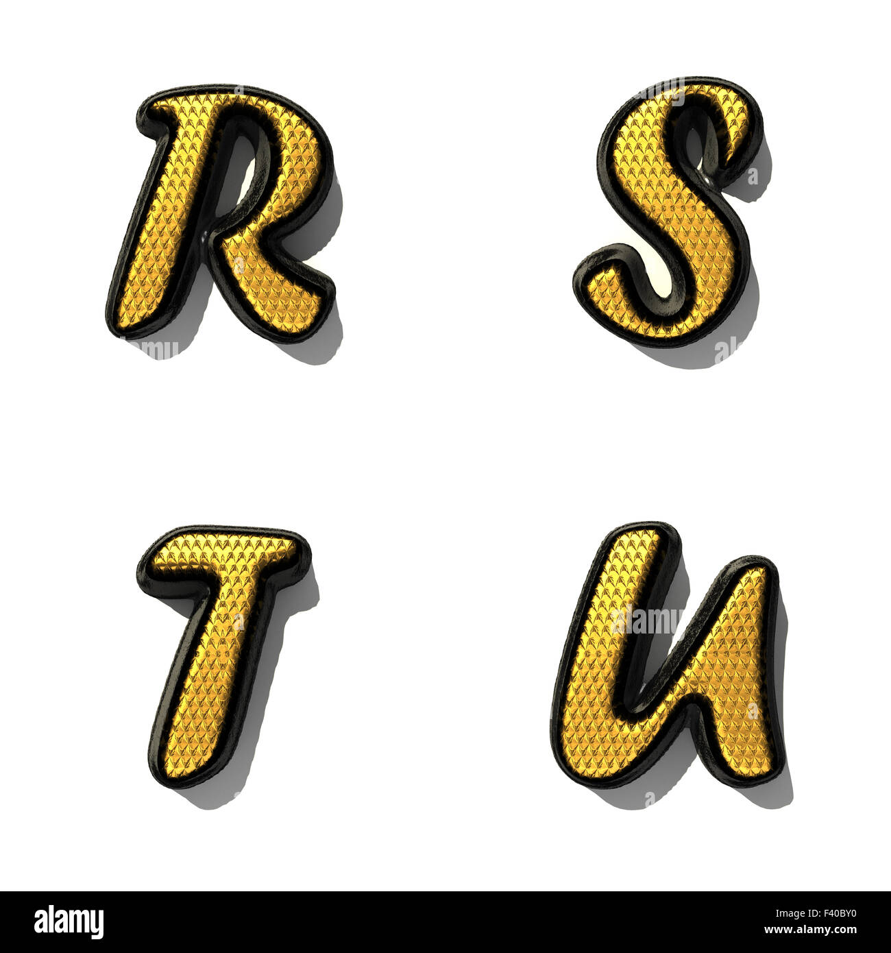 black alphabet letter set with gold on white Stock Photo - Alamy