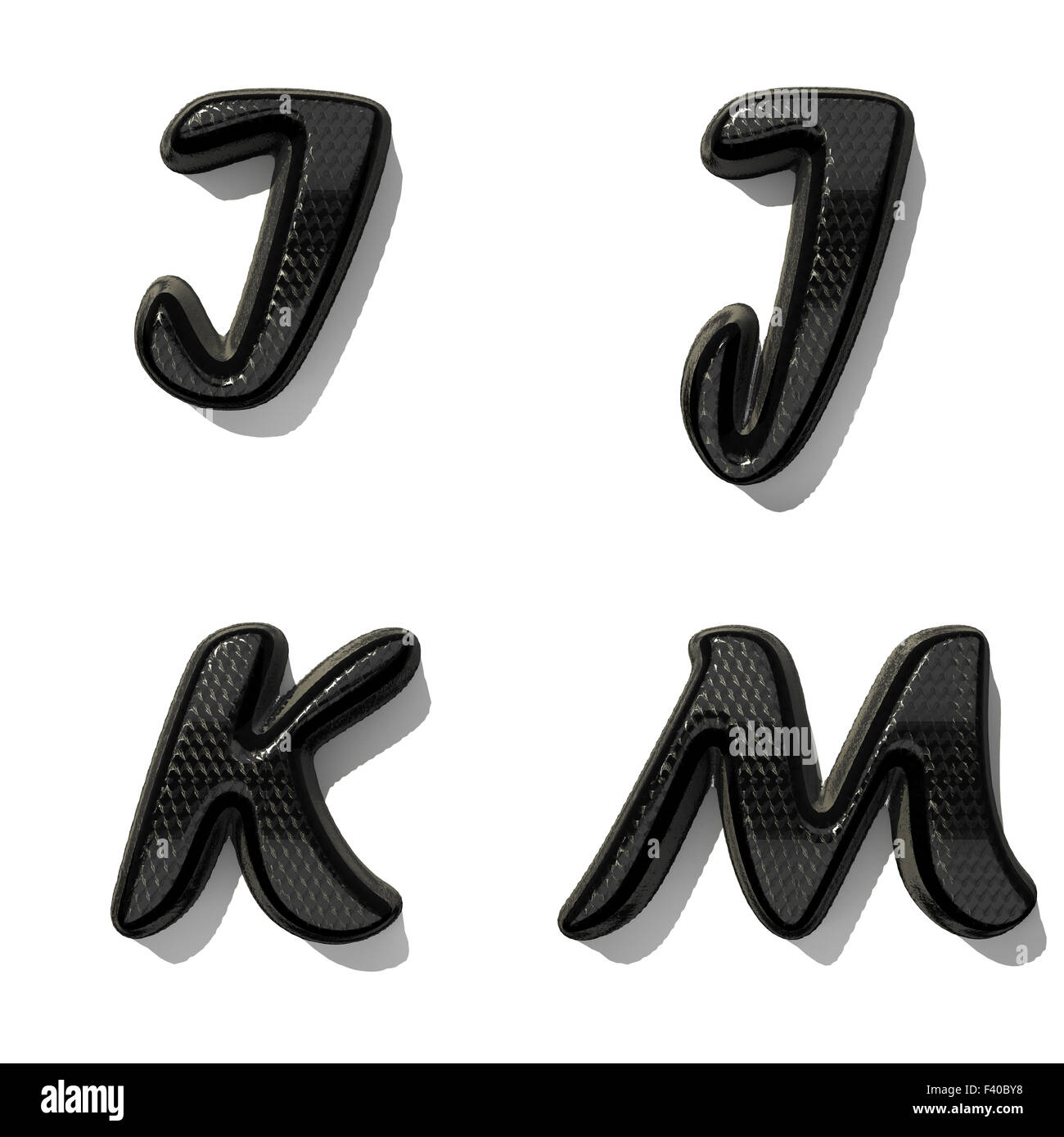 black metal alphabet letter set with shadows on white Stock Photo - Alamy